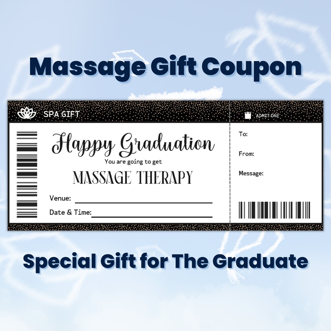 Graduation Massage Gift Certificate, Massage Therapy Gift Coupon ...