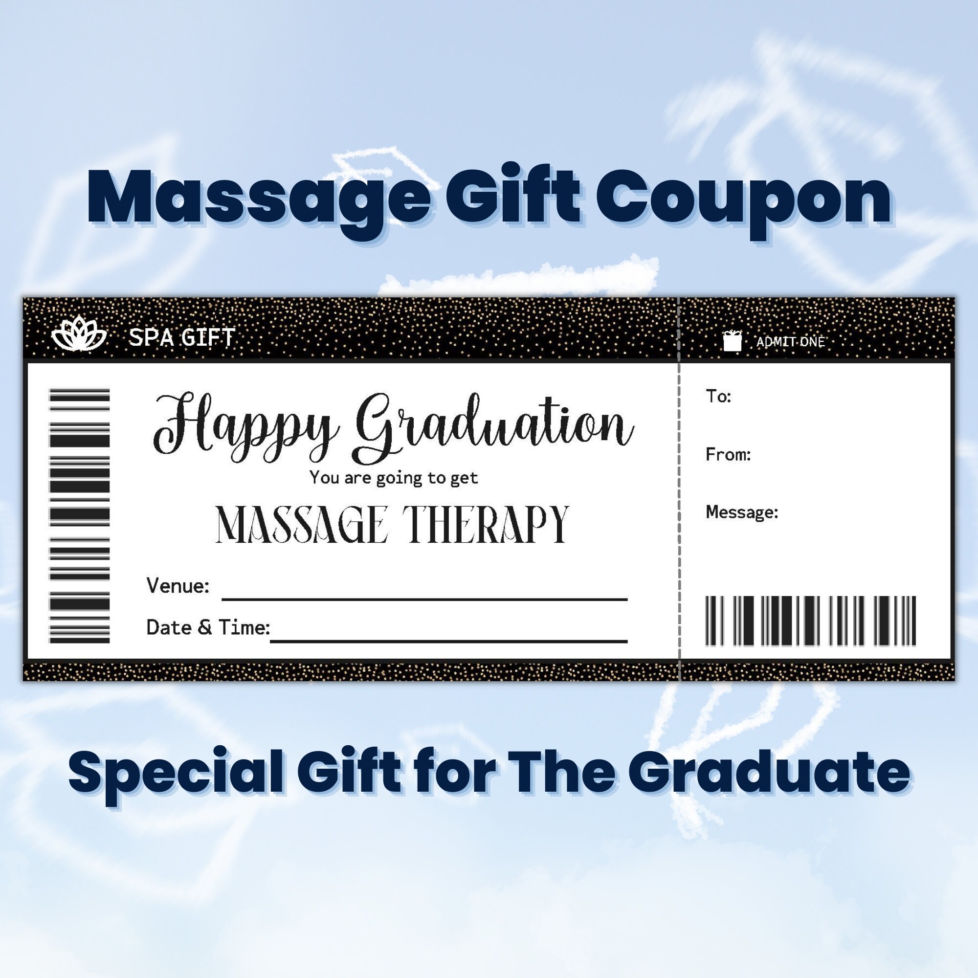 Graduation Massage Gift Certificate, Massage Therapy Gift Coupon ...