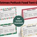 Christmas Potluck Food Tent Card, Potluck Food Allergy Card, Holiday ...