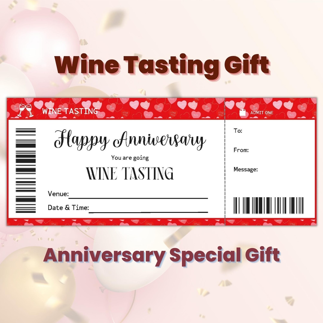 Personalized Wine Tasting Ticket Gift Certificate, Anniversary Wine ...