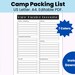 Camp Packing List Template, Editable Packing List for Camp, Printable ...