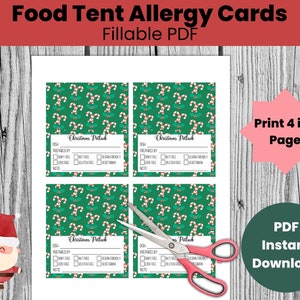 Christmas Potluck Food Tent Card, Potluck Food Allergy Card, Holiday ...