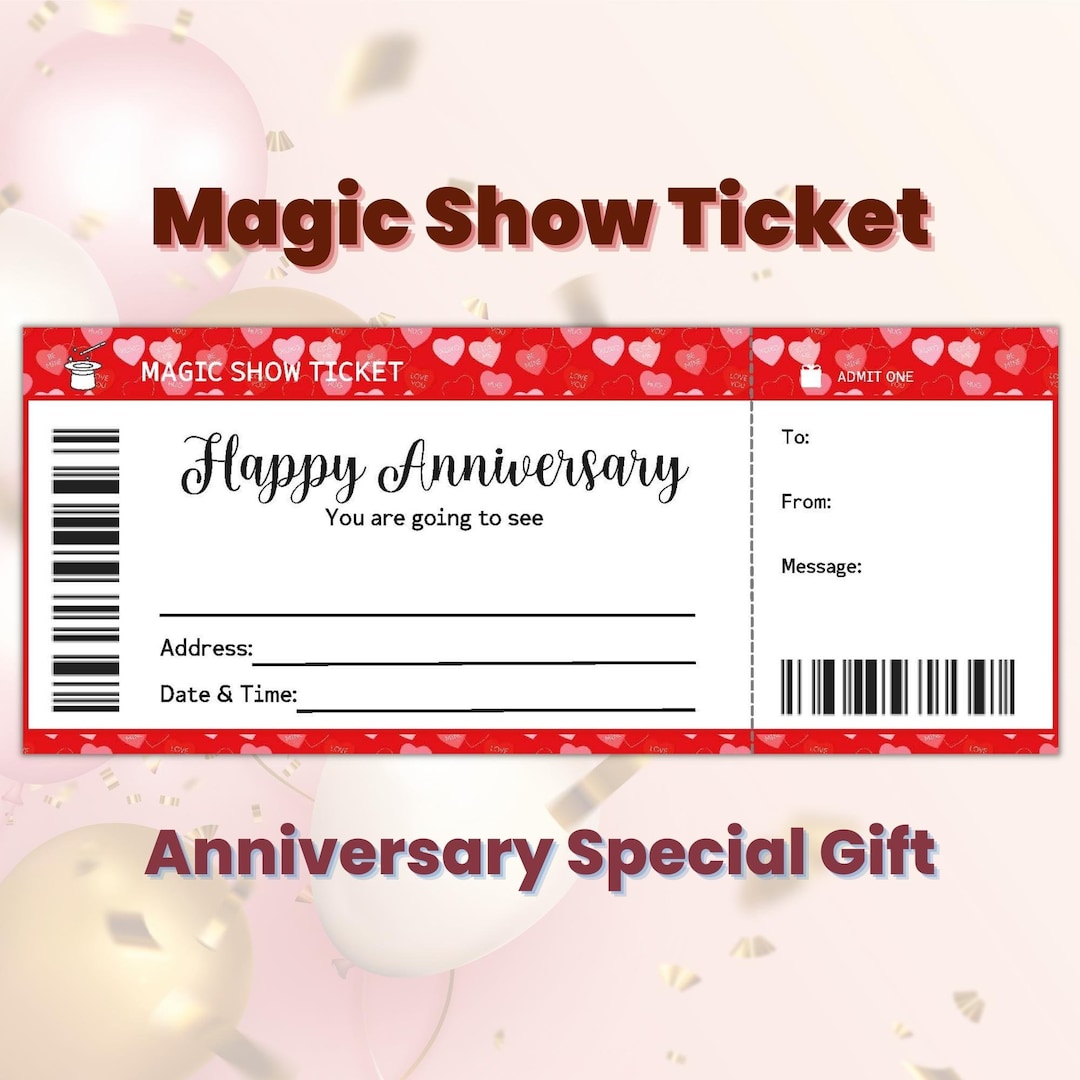 Magic Show Ticket Template Anniversary Gift Certificate, 3rd ...