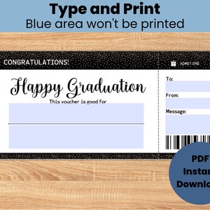 Custom Graduation Gift Certificate Template Editable, Congratulations ...