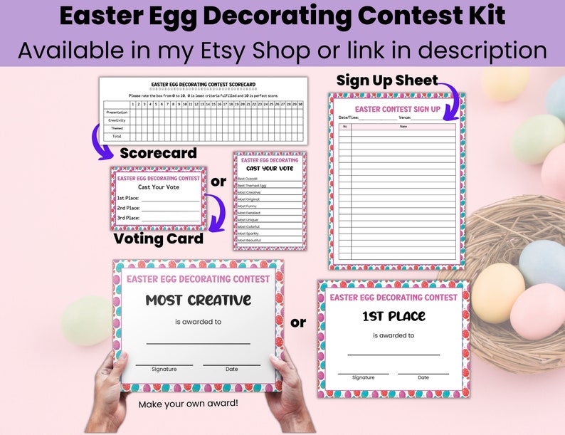 Easter Egg Decorating Contest Scorecard Template Editable, Score Sheet ...