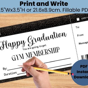 Graduation Gym Membership Gift Certificate, Gym Gifts for Her, Grad ...