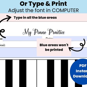 Weekly Piano Practice Chart, Music Practice Log, Music Practice Tracker ...