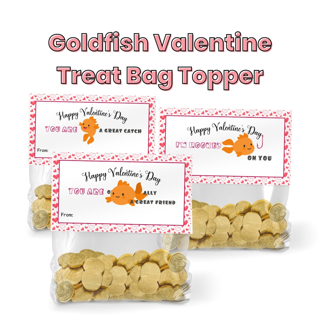 Goldfish Valentine Bag Topper, Valentines Party Favor Bag Topper ...