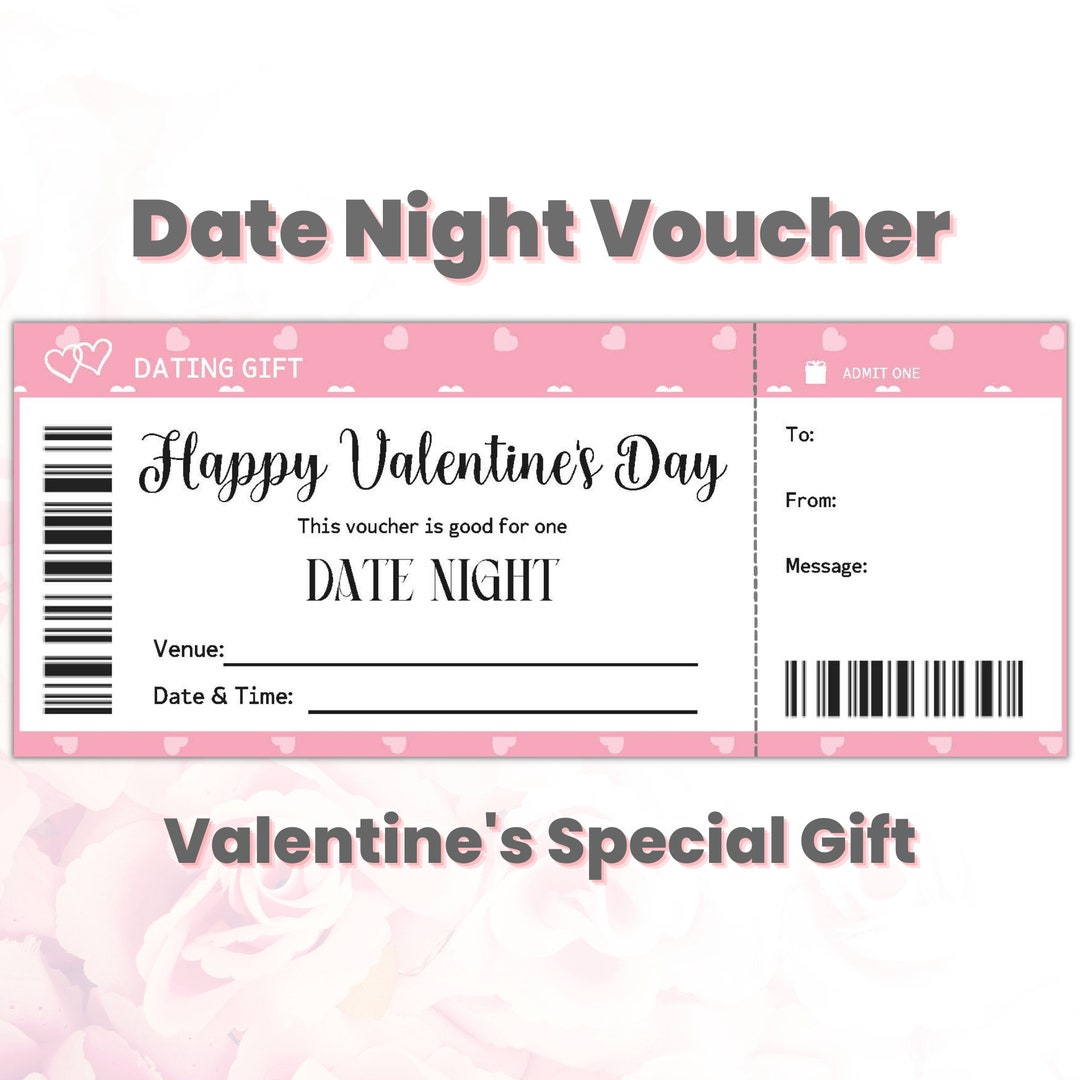 Personalized Valentines Day Date Night Gift Certificate Template ...