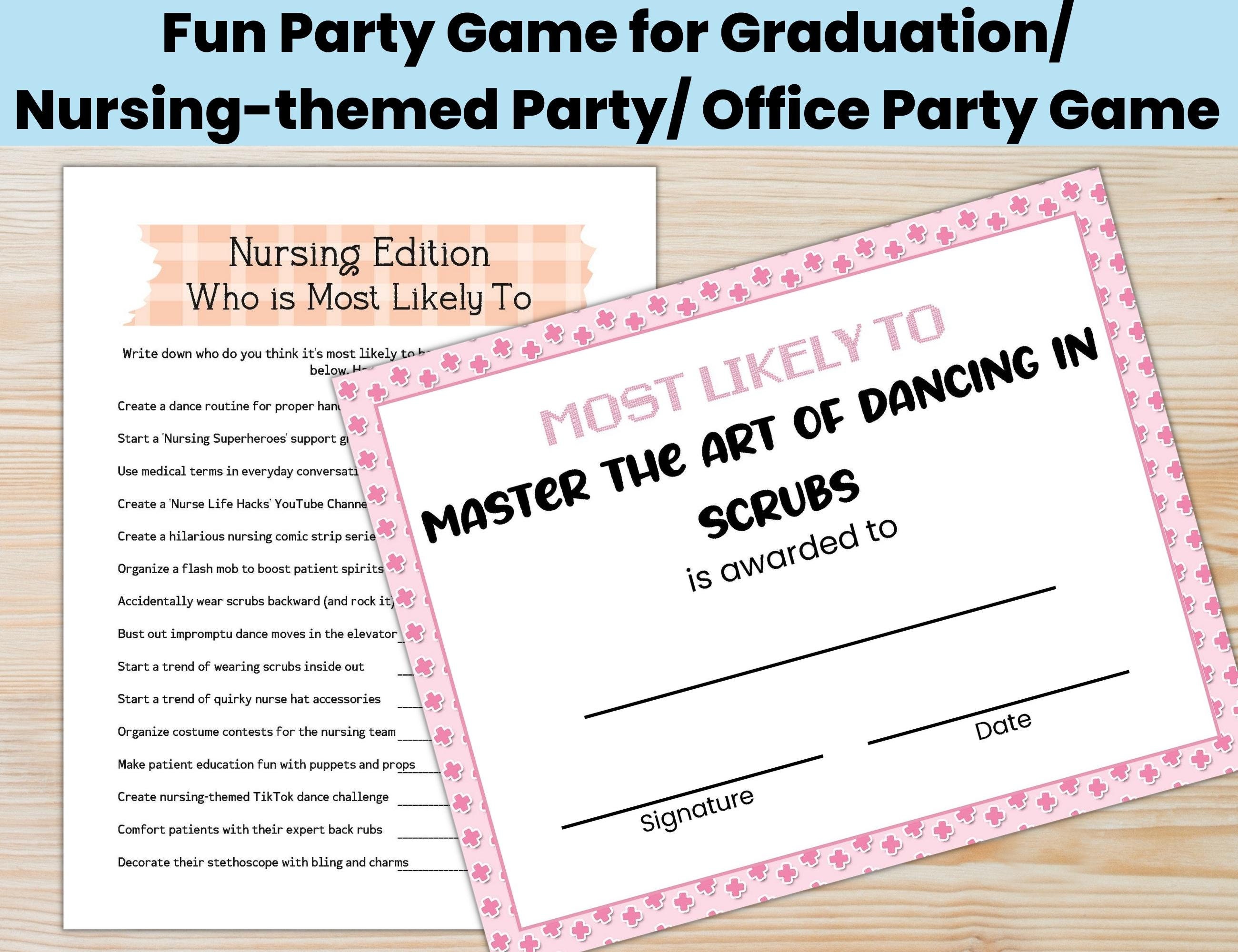 Most Likely to Game and Superlative Award Certificates for Nursing ...
