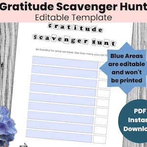 Printable Gratitude Scavenger Hunt for Kids Indoor, Thankful Activities ...