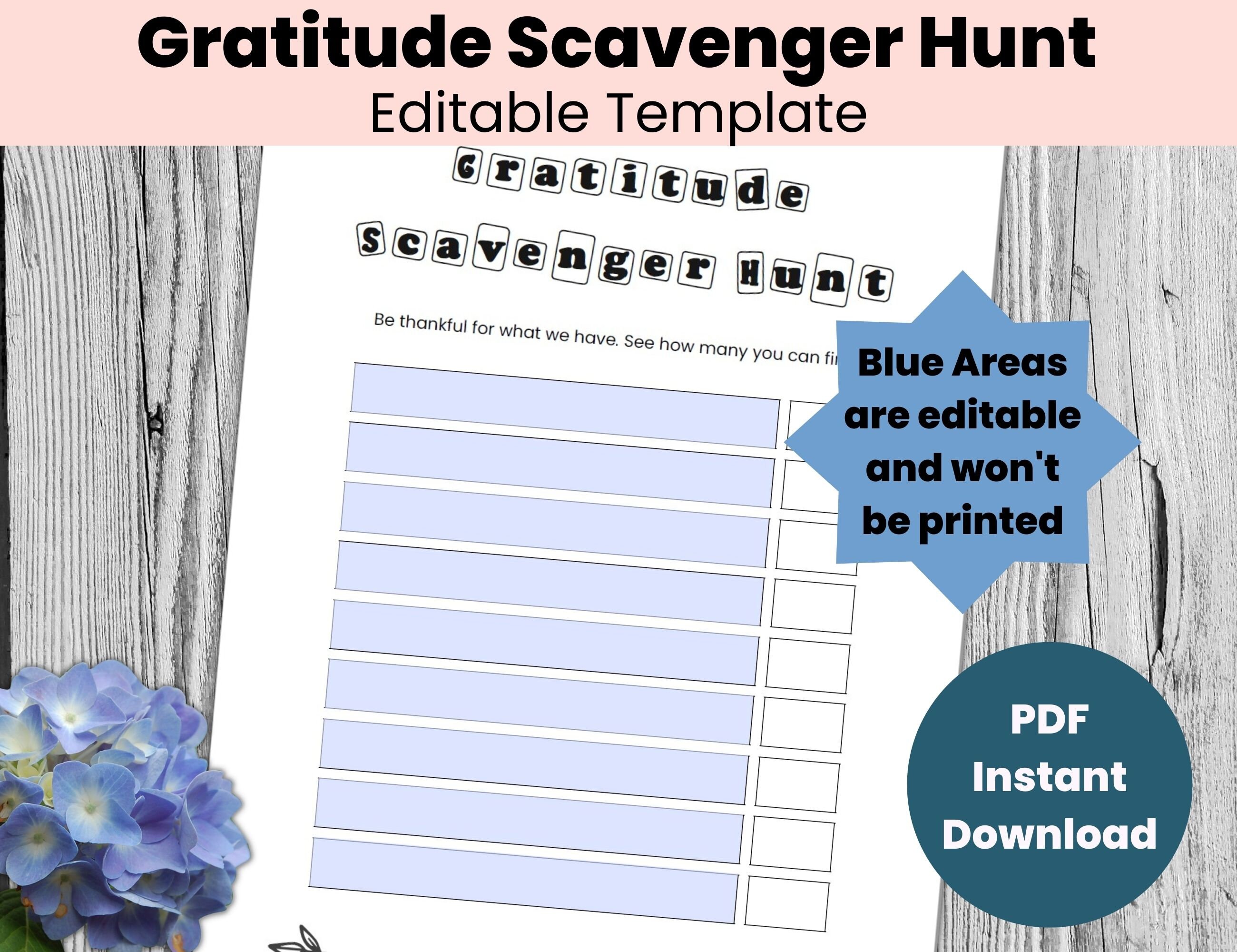 Printable Gratitude Scavenger Hunt for Kids Indoor, Thankful Activities ...