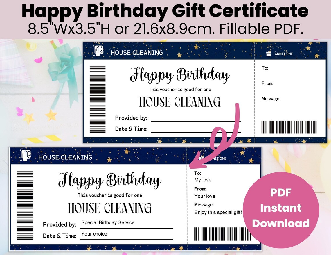 House Cleaning Gift Coupon Template, Custom Cleaning Service Happy ...
