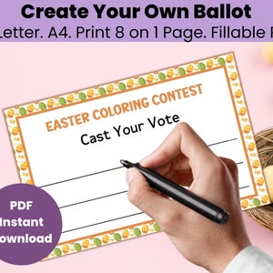 Printable Easter Coloring Contest Winner Award Certificates and Voting ...