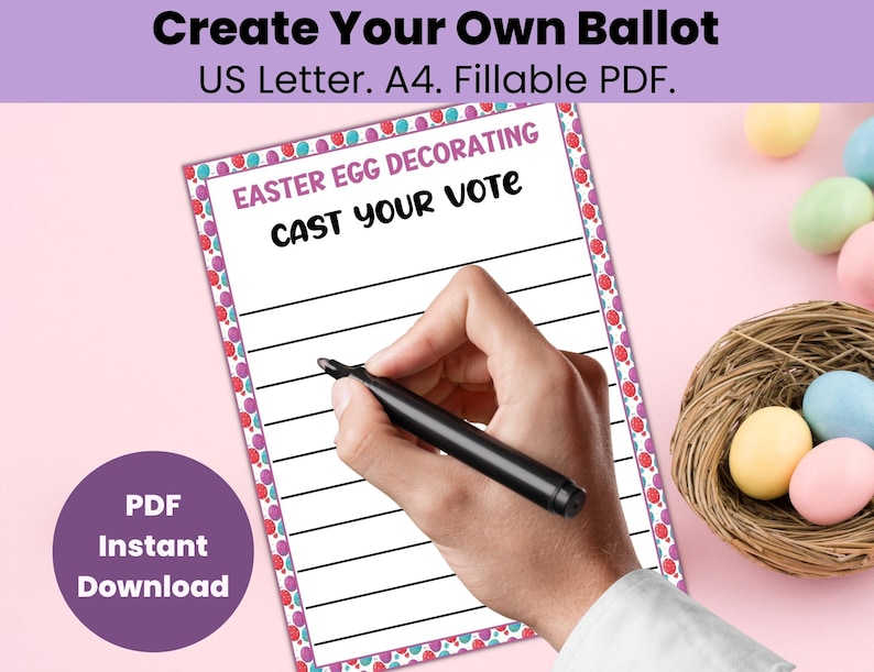 Easter Egg Decorating Contest Voting Cards, Ballot Template, Cast Your ...