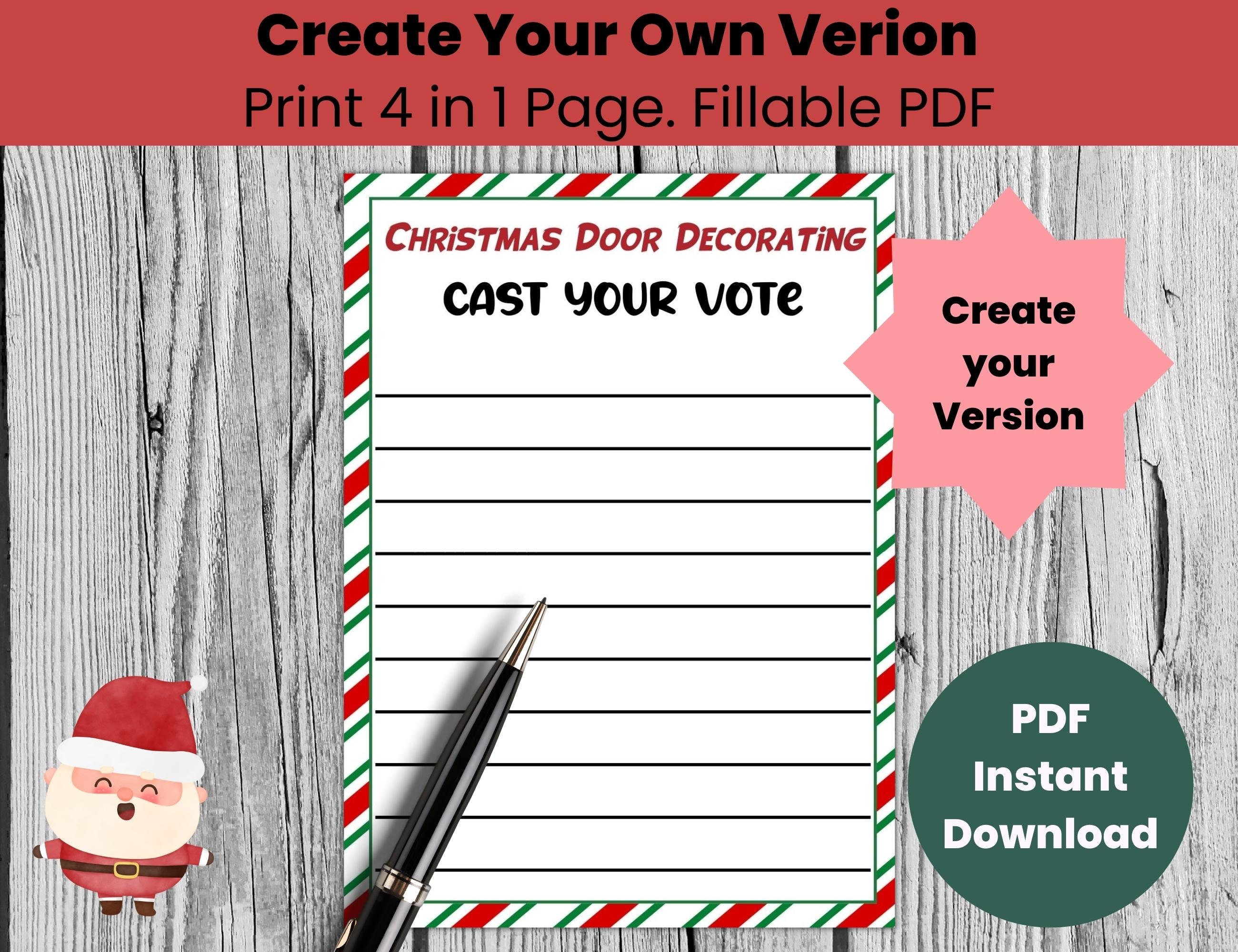 Christmas Door Decorating Contest Ballot Template, Christmas Door ...