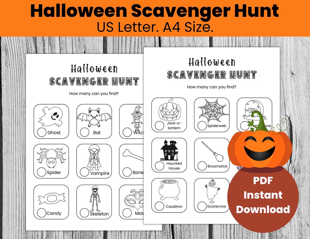 Printable Halloween Scavenger Hunt for Toddlers, Halloween Party Game ...