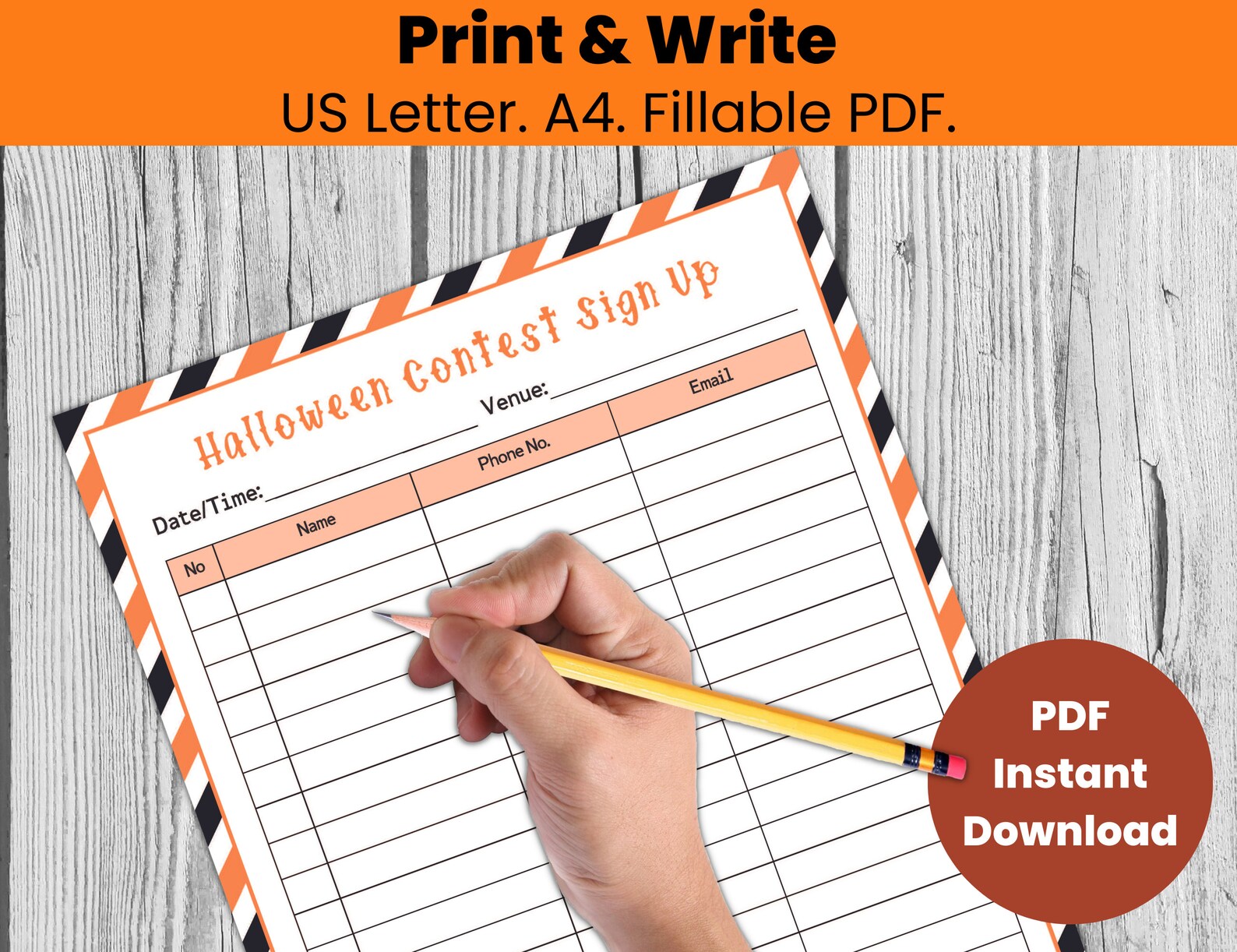 Halloween Contest Sign up Sheet - Etsy