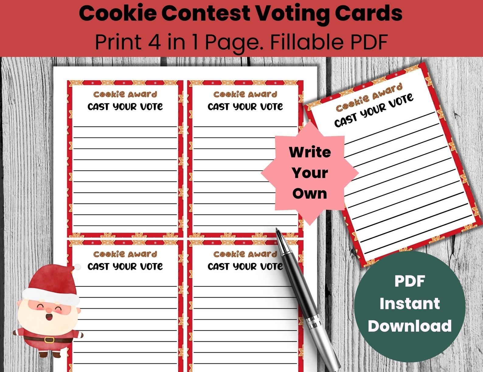 Cookie Voting Ballot Template for Cookie Contest, Cookie Exchange Vote ...