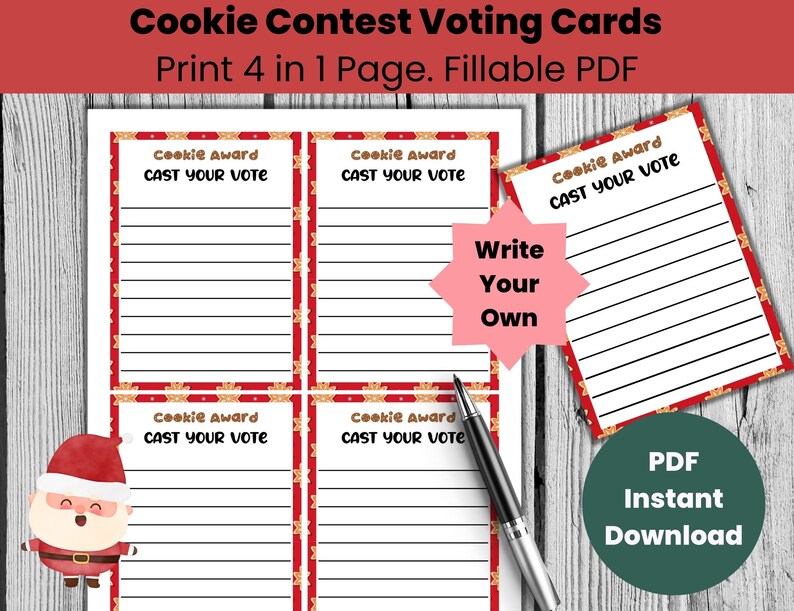 Cookie Voting Ballot Template for Cookie Contest, Cookie Exchange Vote ...