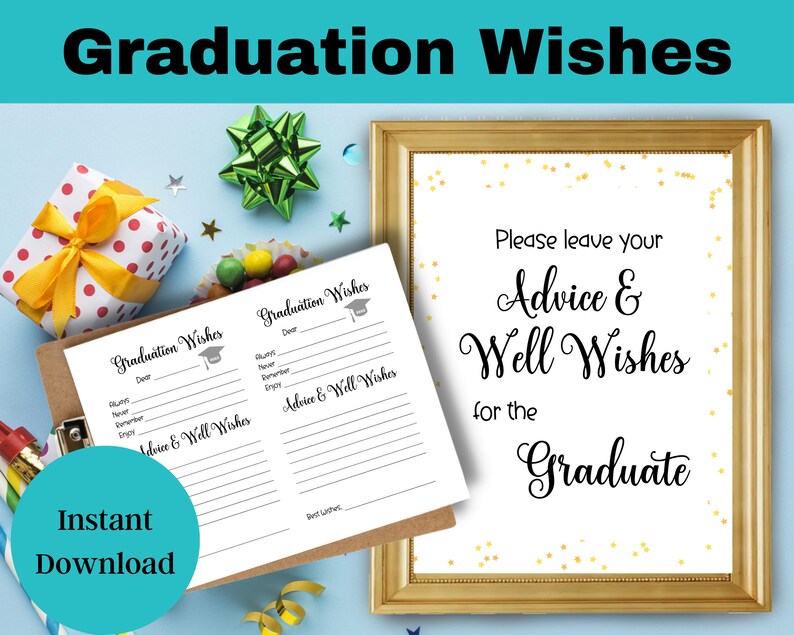 Graduation Wishes and Advice Cards Editable Printable Please - Etsy