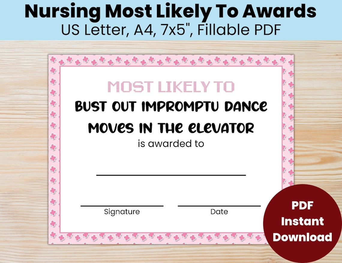 Most Likely to Award Certificates for Nursing School Graduation Game ...