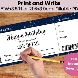 Car Detail Gift Coupon Template, Personalized Happy Birthday Car ...