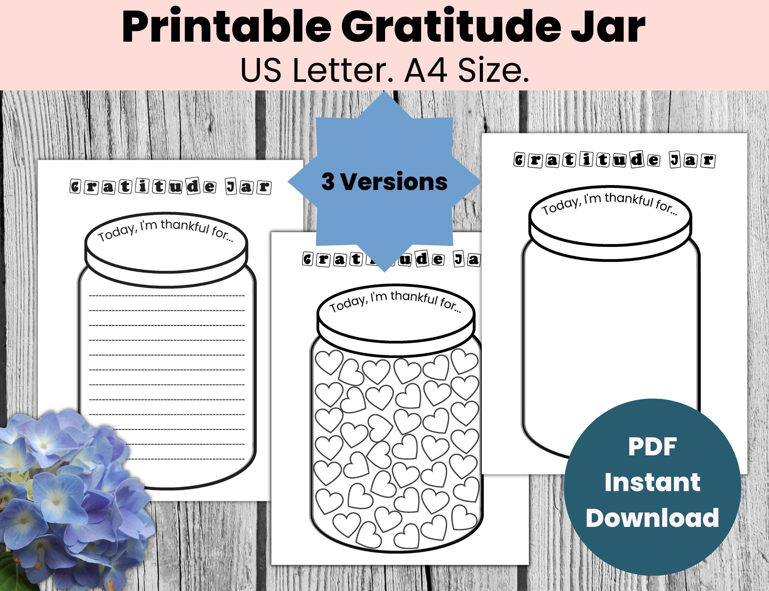 Printable Gratitude Jar for Kids, Gratitude Cards, Gratitude Jar Label ...