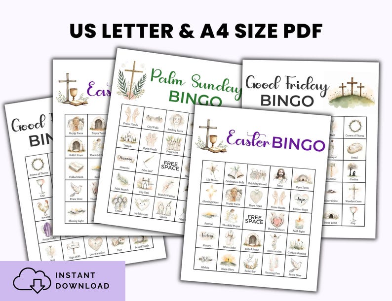 Holy Week Bingo Bundle, Palm Sunday, Good Friday, Easter Bingo, Easter ...