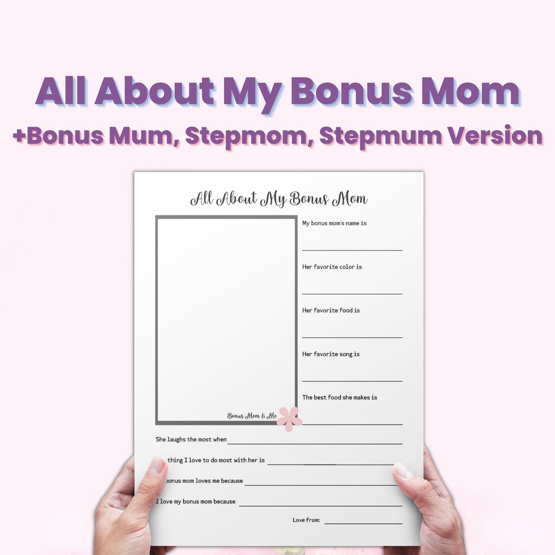 All About My Bonus Mom Printable, All About My Stepmom, Mom ...