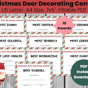Christmas Door Decorating Contest Award Certificates and Voting Cards ...