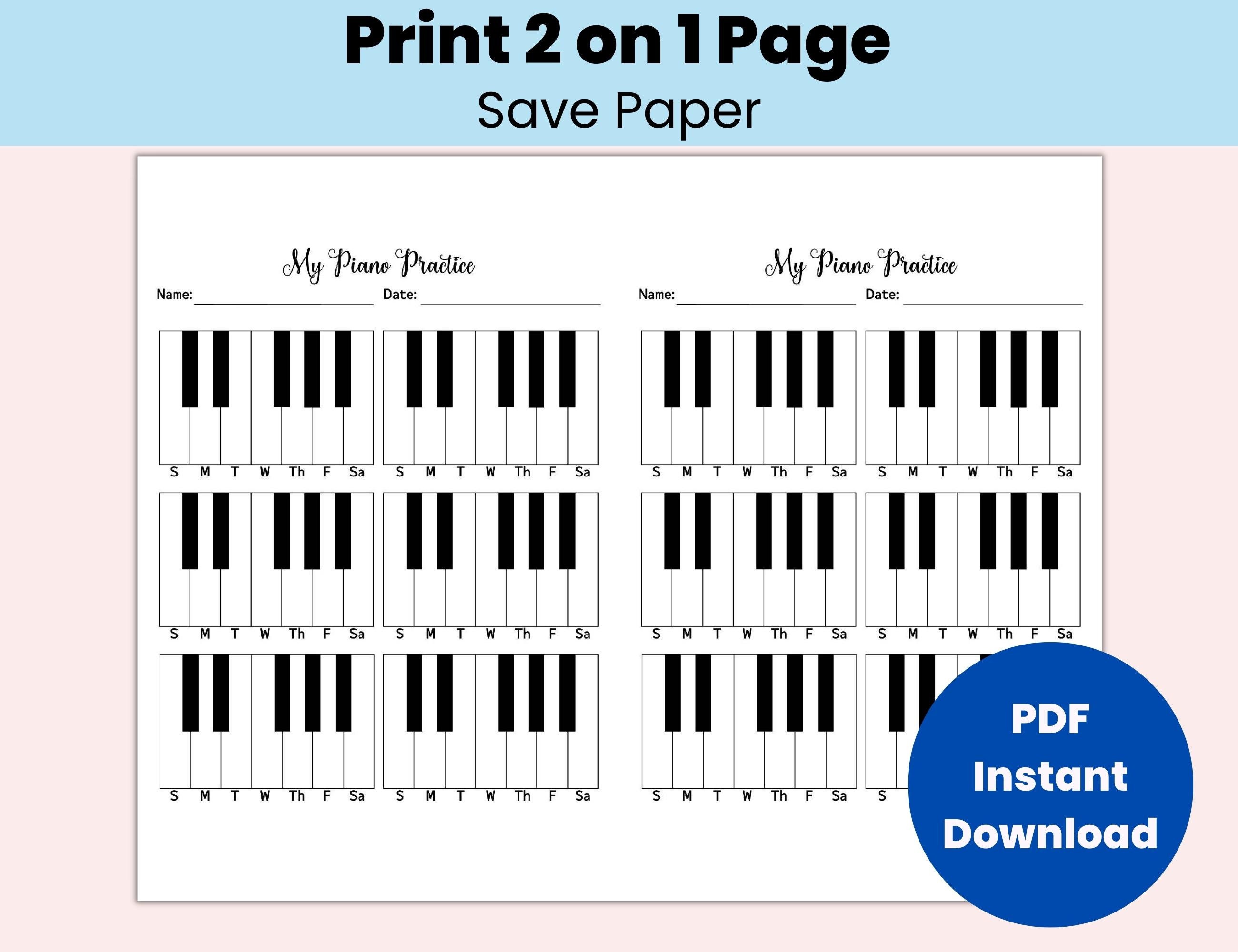 Piano Practice Chart, Music Practice Log, Music Practice Tracker, Habit ...