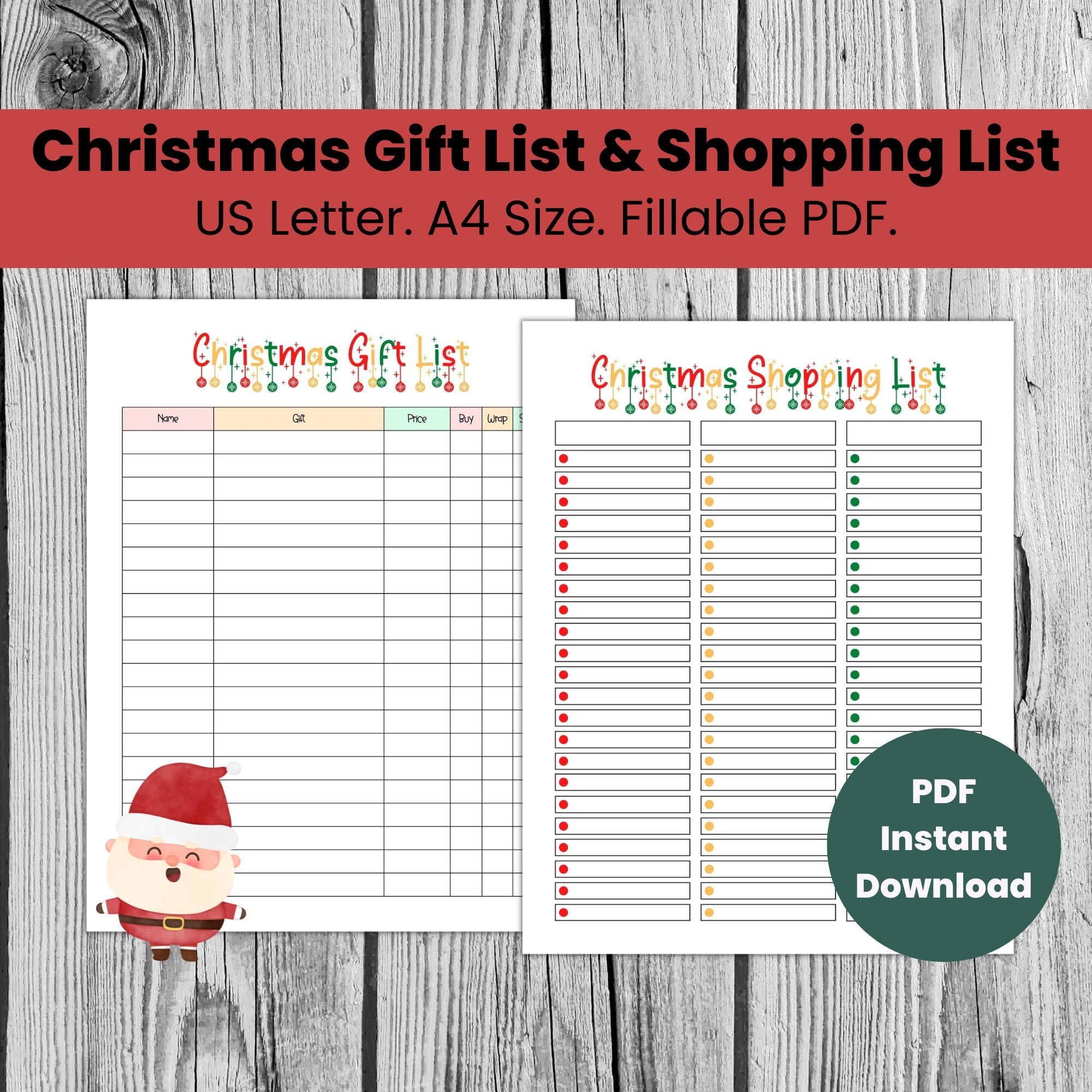 Christmas Gift List Printable Tracker, Holiday Gift List, Christmas ...