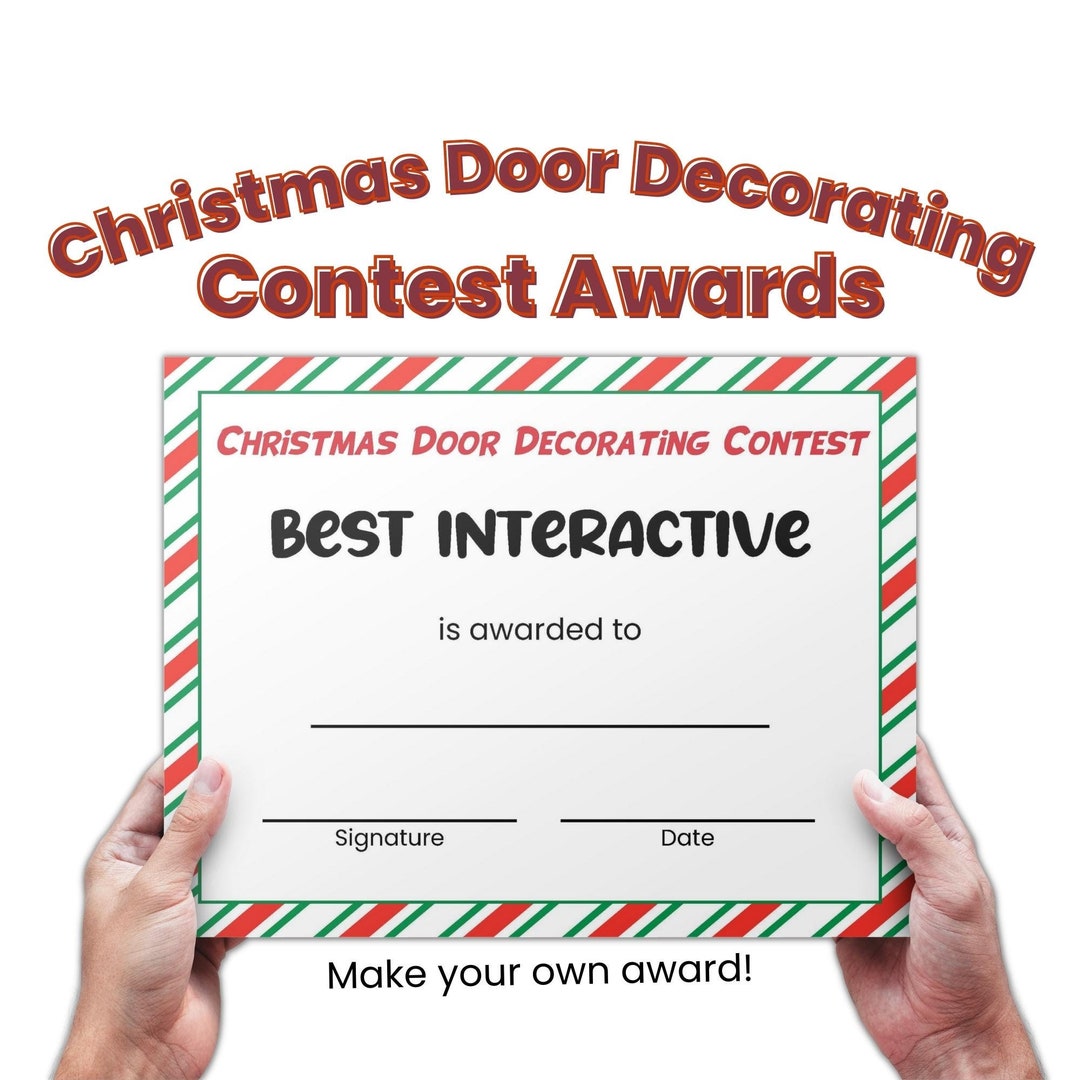 Christmas Door Decorating Contest Award Certificates Template Editable ...