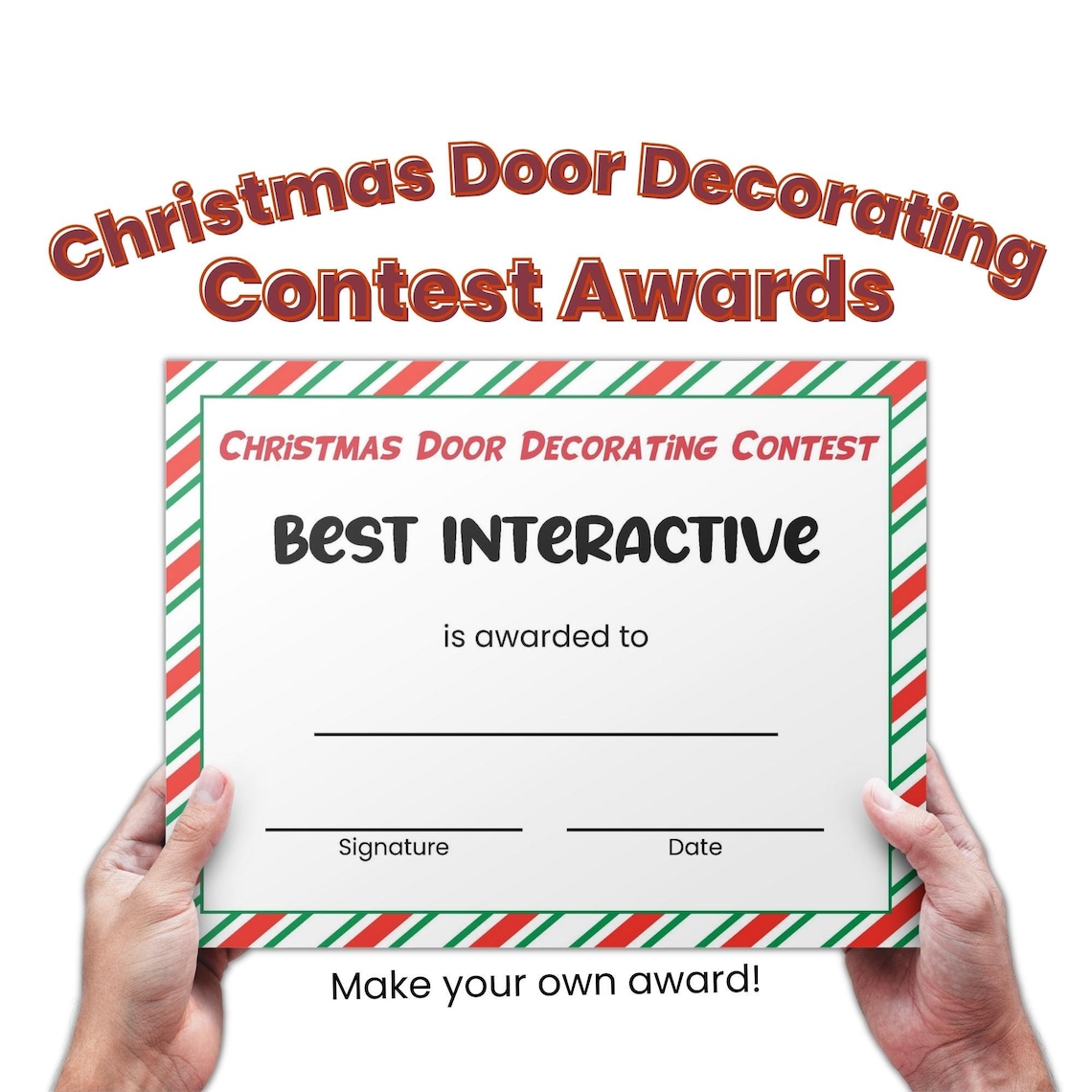 Christmas Door Decorating Contest Award Certificates Template Editable ...