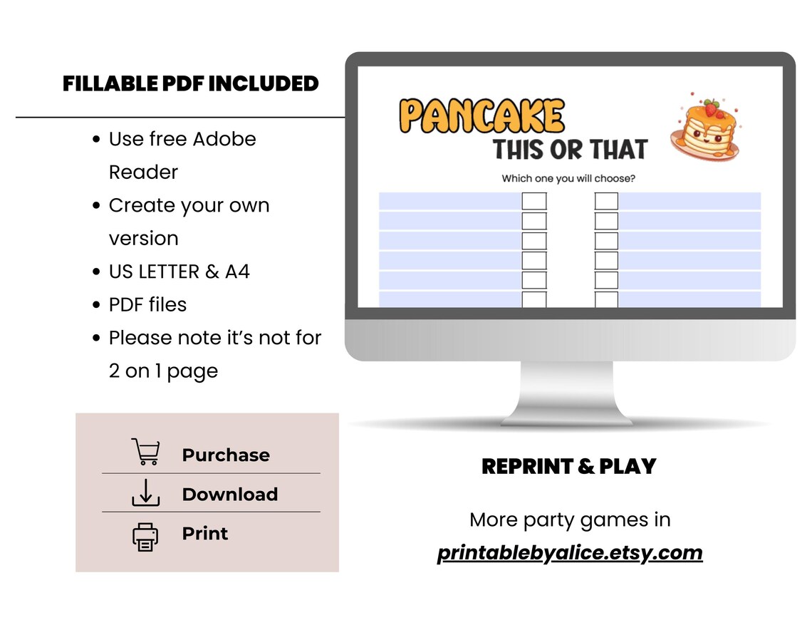 Pancake Party Games Bundle, Pajama and Pancake Party, Slumber Party ...