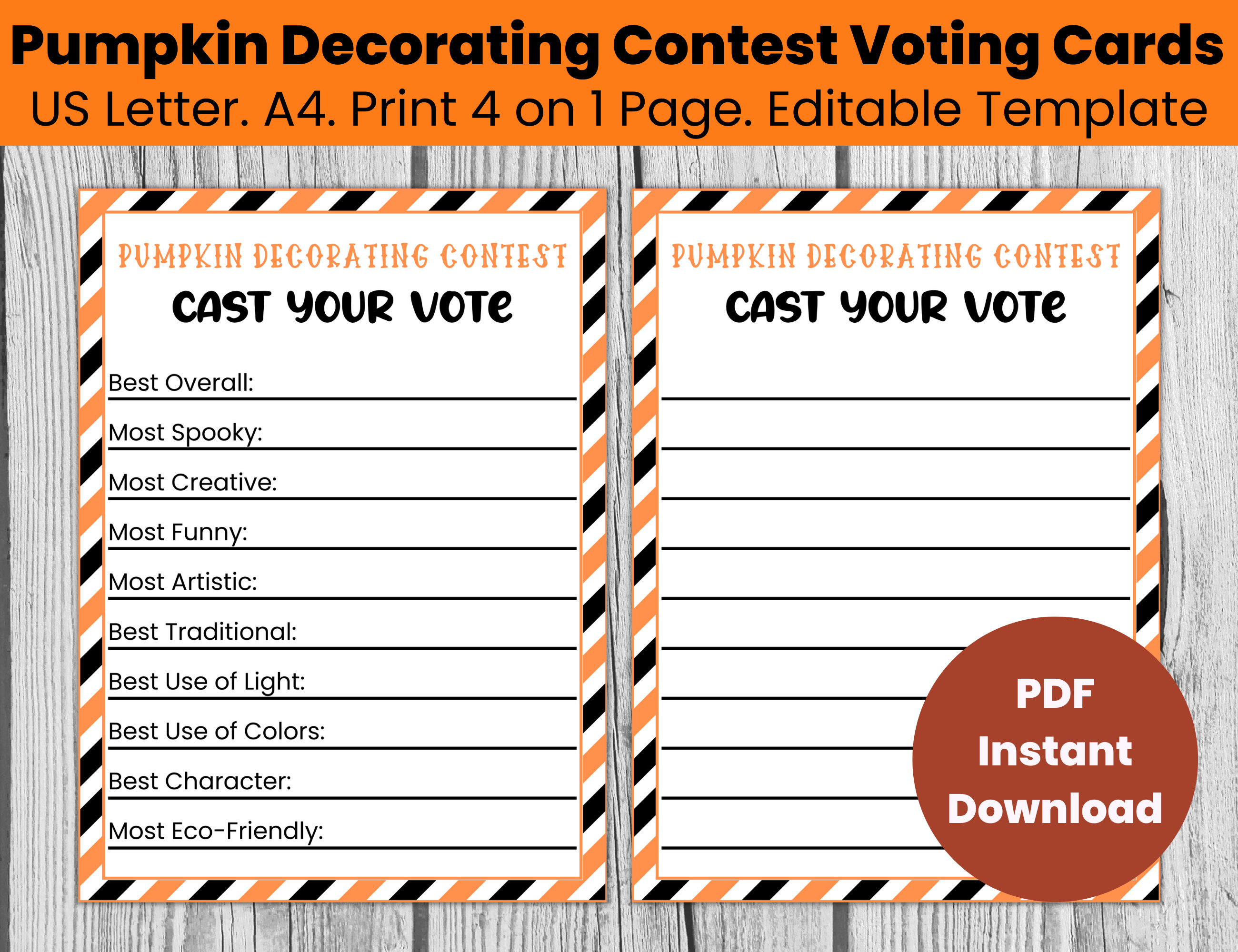 Halloween Pumpkin Decorating Contest Award Certificates and Halloween ...