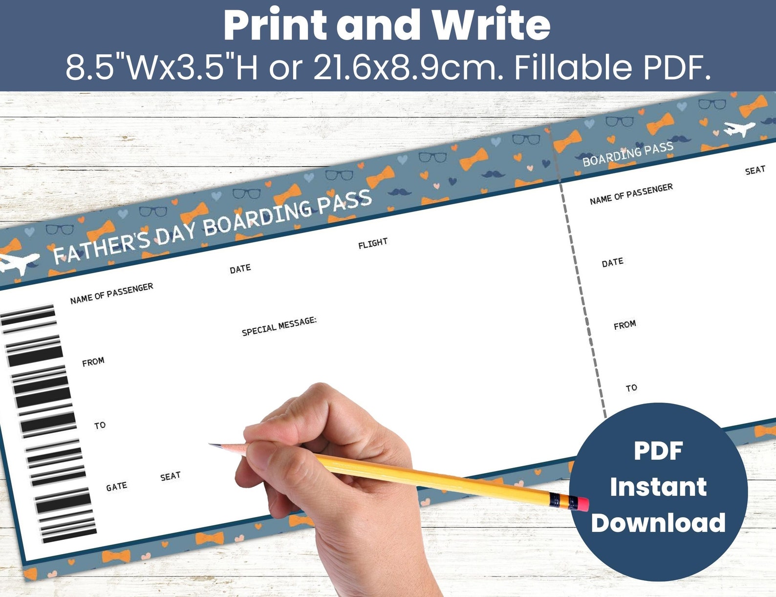 Father's Day Boarding Pass Ticket Gift Coupon Template, Fake Plane ...