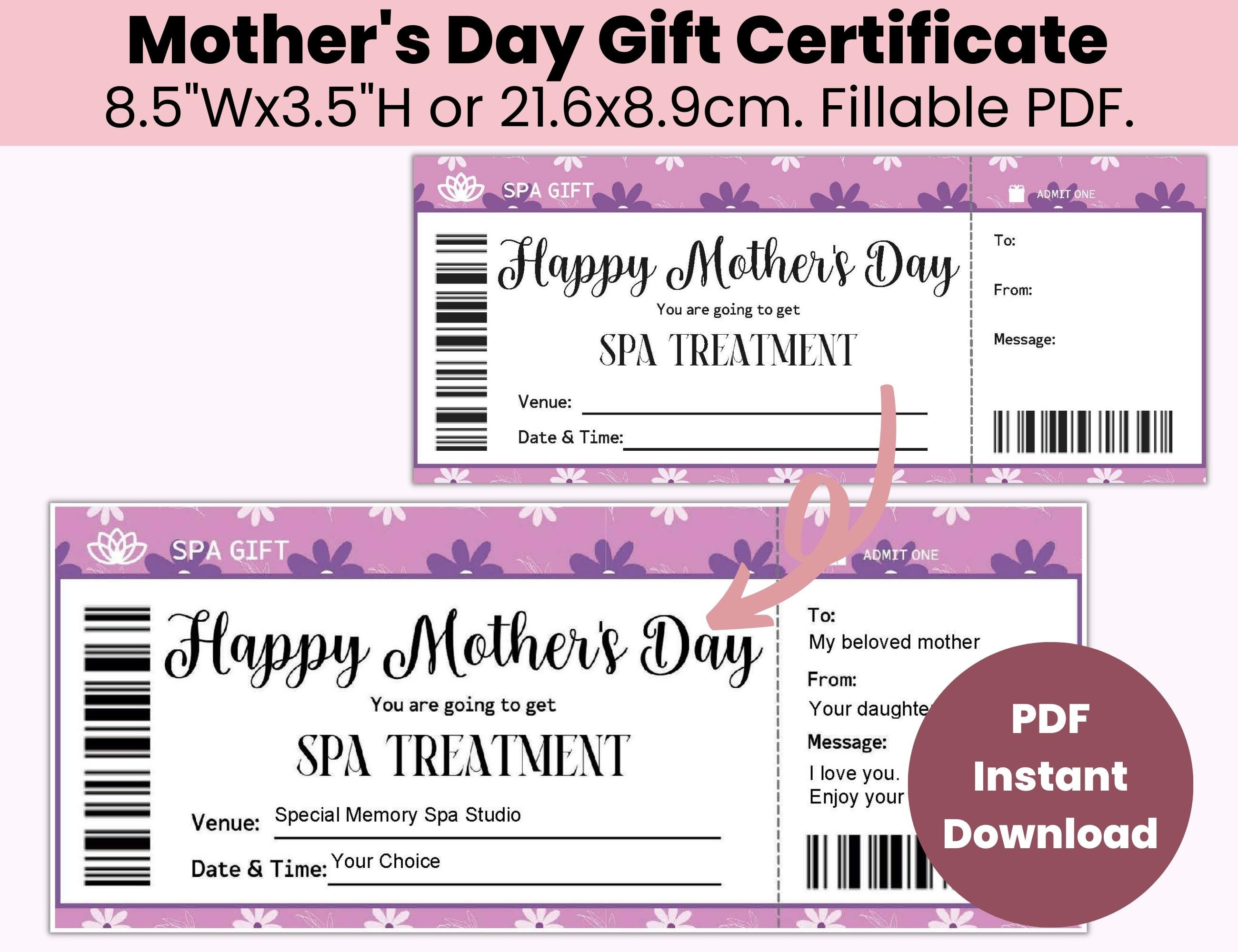 Personalized Mothers Day Spa Day Gift Coupon Template, Self Care Spa ...