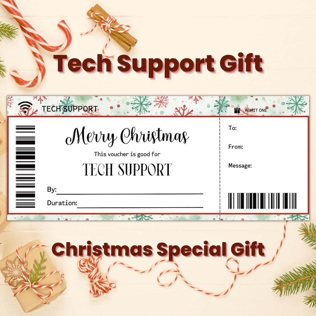 Custom Christmas Tech Support Gift Coupon Template, Tech Support ...