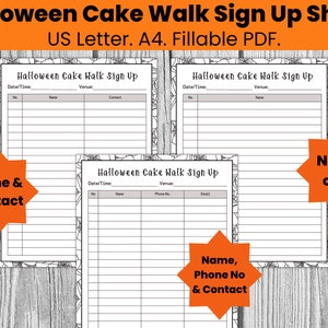 Halloween Cake Walk Sign up Sheet Template - Etsy
