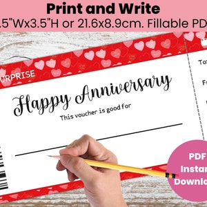 Custom Anniversary Gift Certificate Template Editable, Anniversary Gift ...