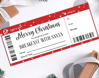 Santa Breakfast Ticket Template - Etsy