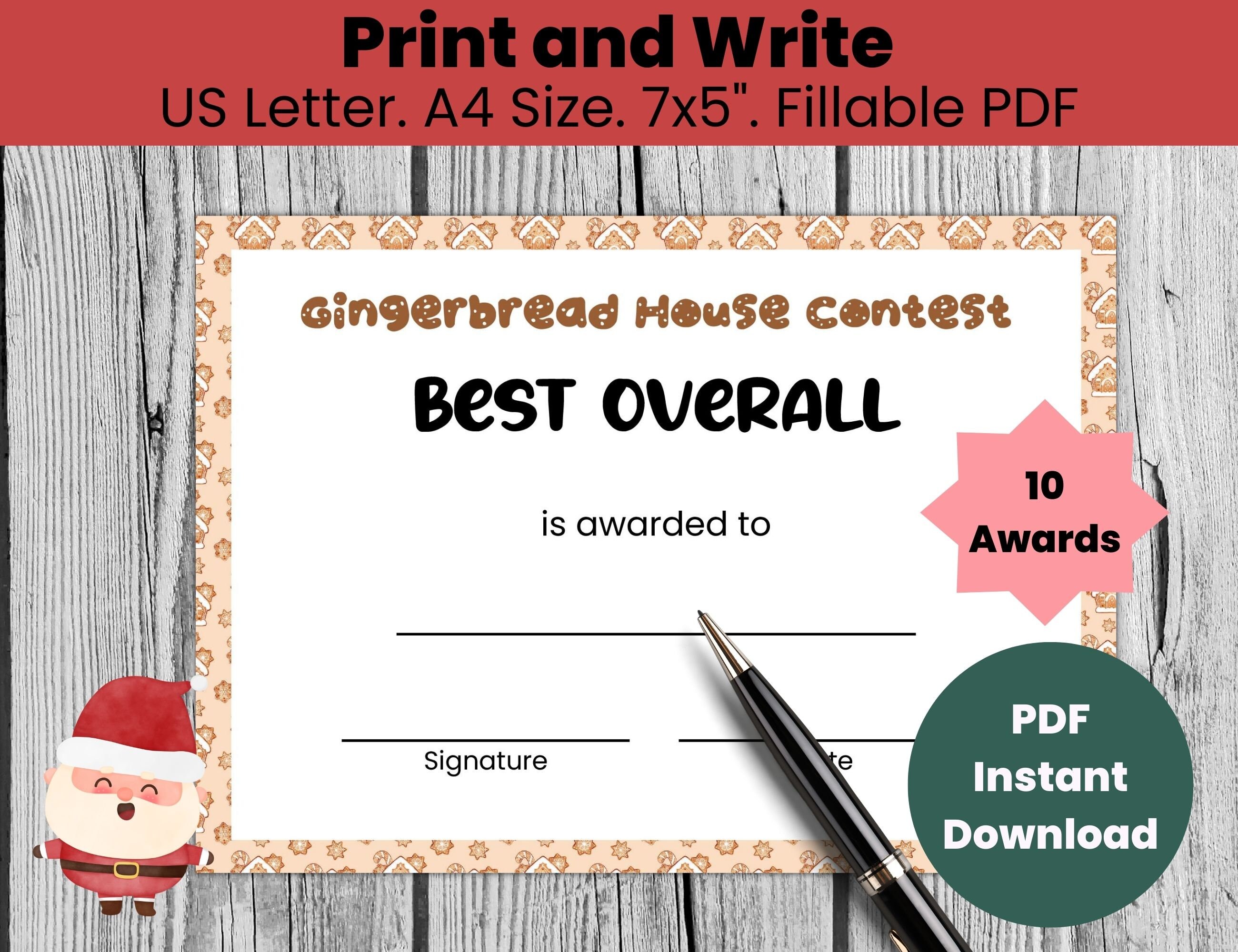 Gingerbread House Contest Awards, Award Certificates Editable Template ...