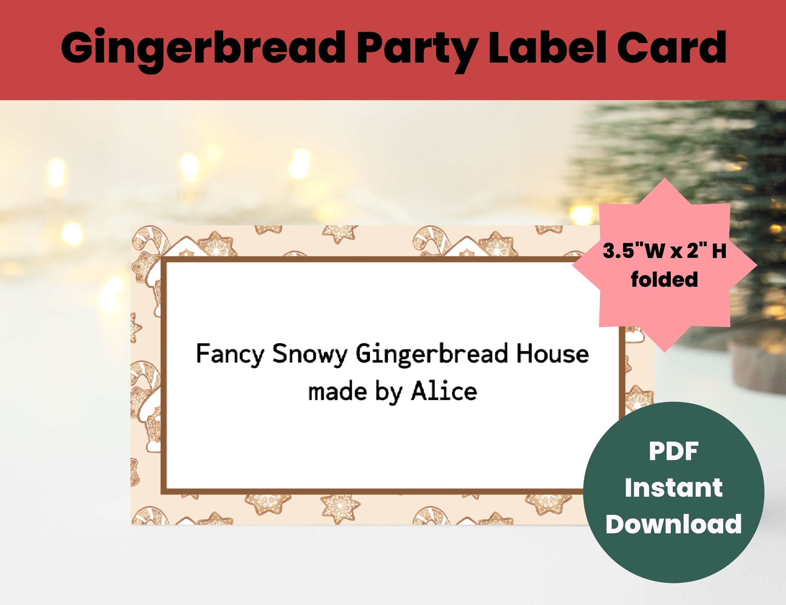 Gingerbread House Label Cards for Gingerbread House Decorating Party ...
