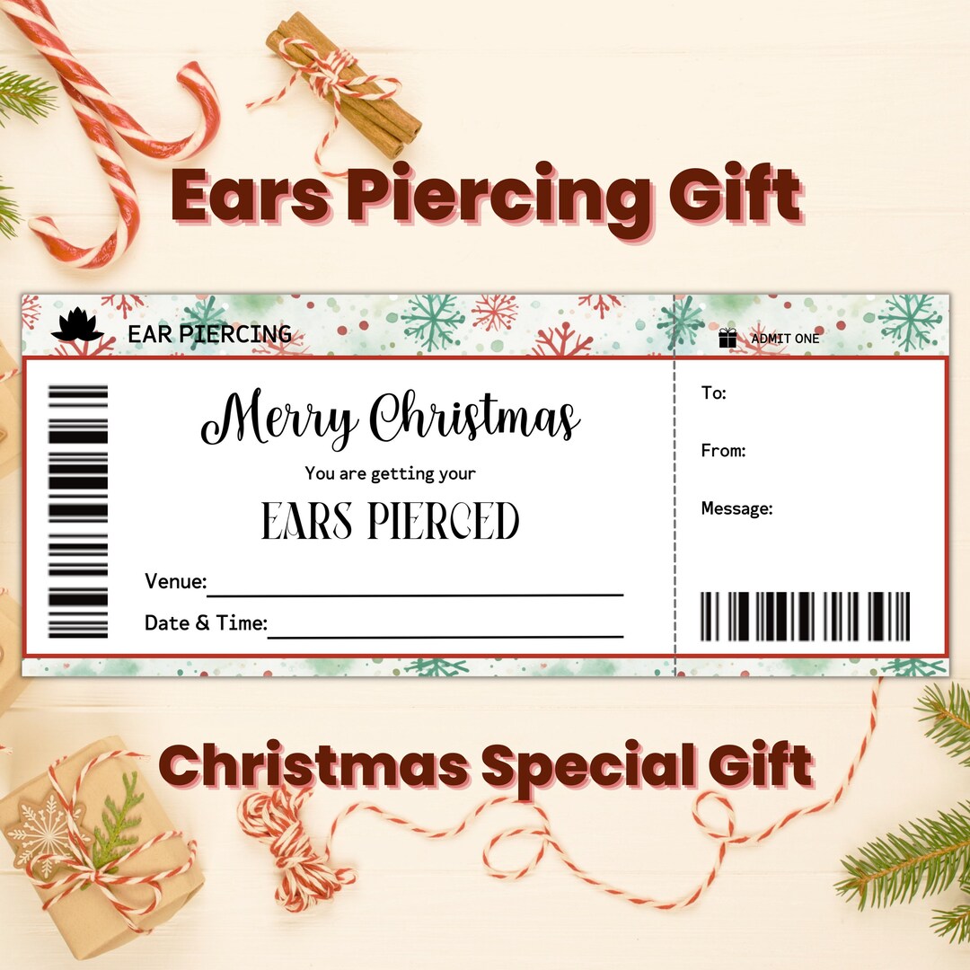 Custom Christmas Ears Piercing Voucher Template, Ears Piercing for Men ...