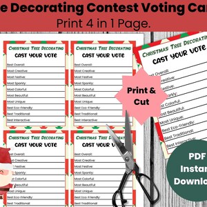 Christmas Tree Decorating Contest Award Certificates and Voting Cards ...