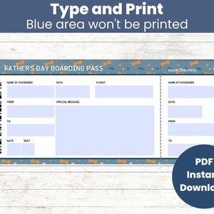 Father's Day Boarding Pass Ticket Gift Coupon Template, Fake Plane ...