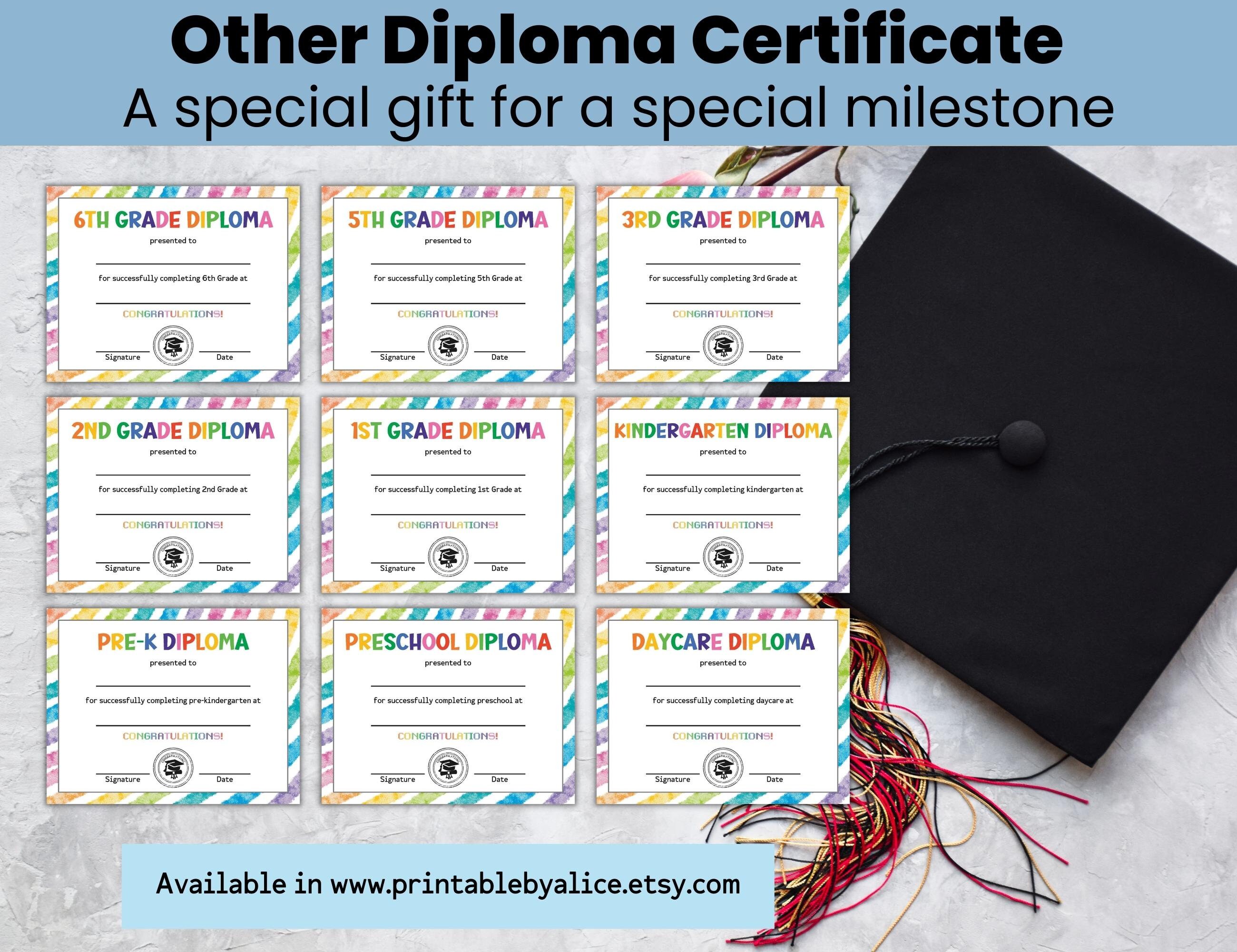 Forth Grade Diploma Certificate Template, Custom Printable 4th Grade ...