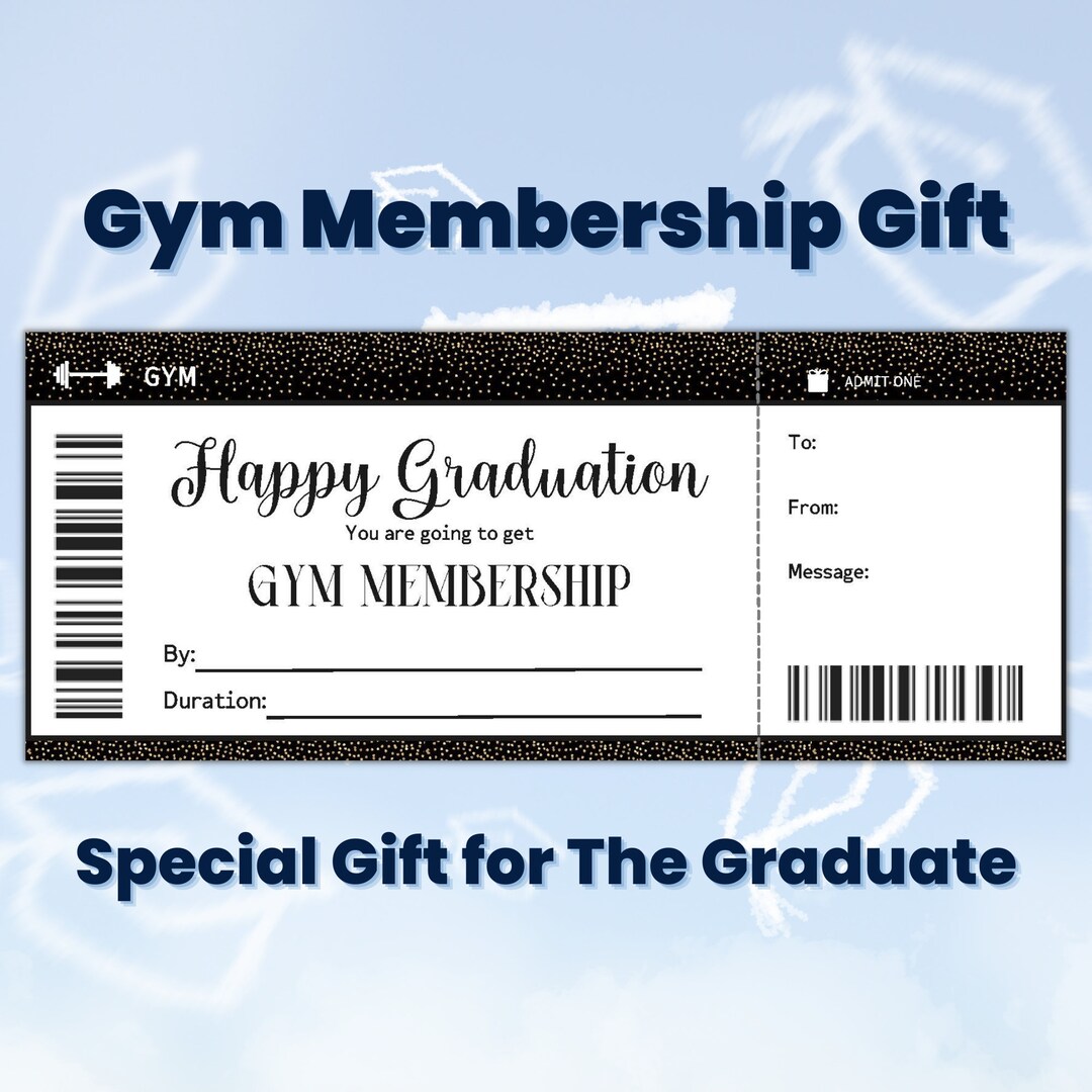 Graduation Gym Membership Gift Certificate, Gym Gifts for Her, Grad ...